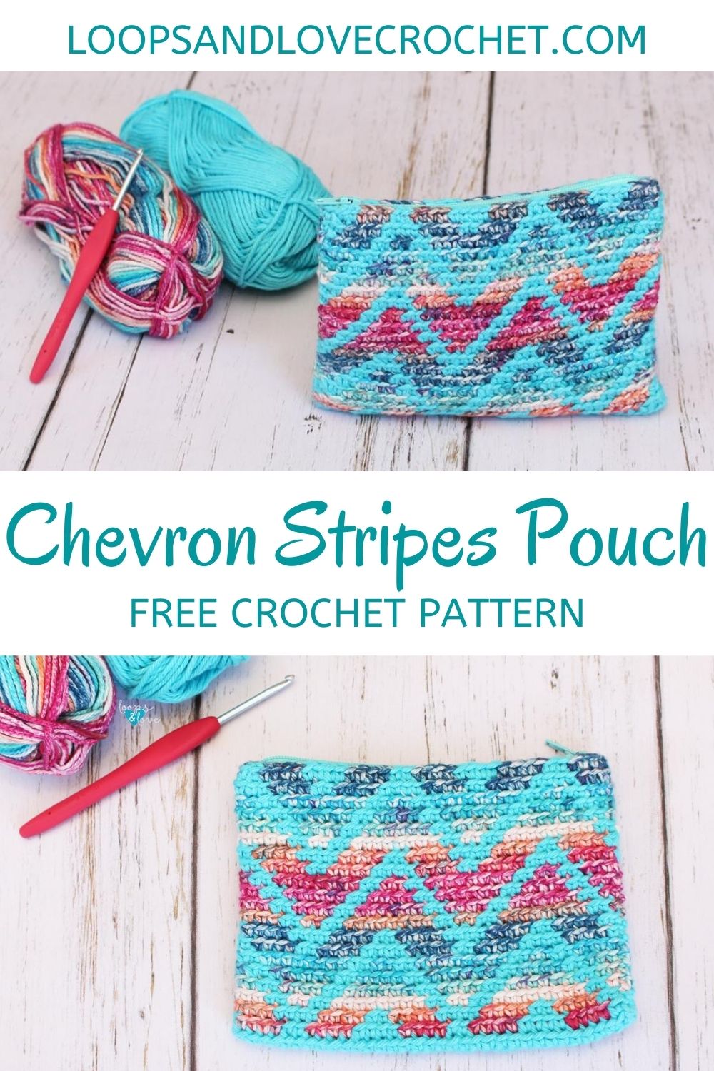 Chevron Stripes Pouch - Free Crochet Pattern Loops & Love Crochet