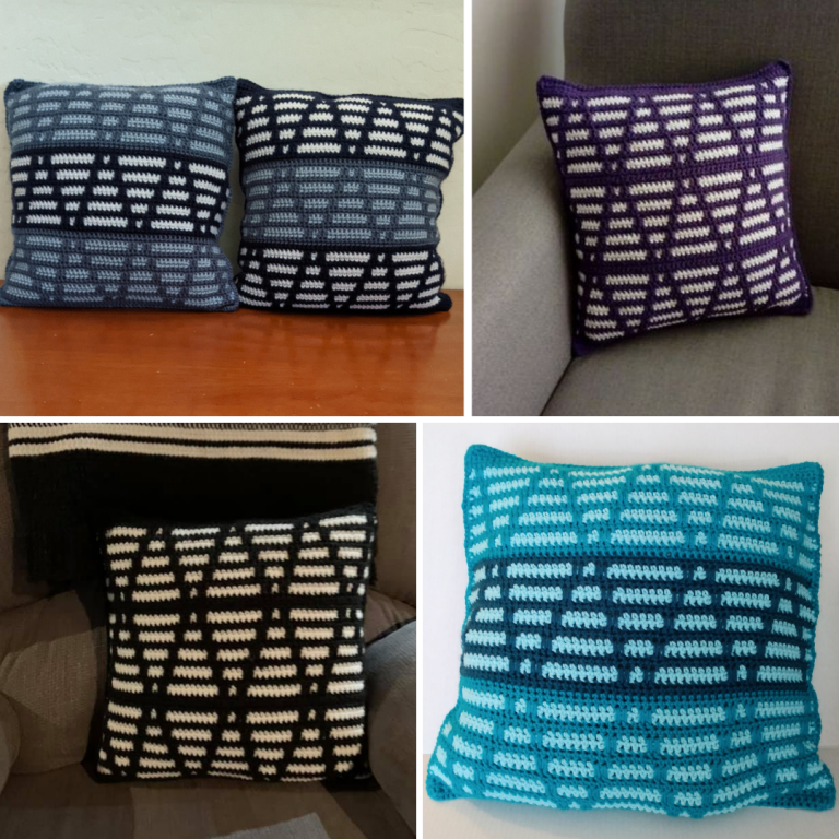 Mosaic Triangles Pillow - Free Crochet Pattern Loops & Love Crochet