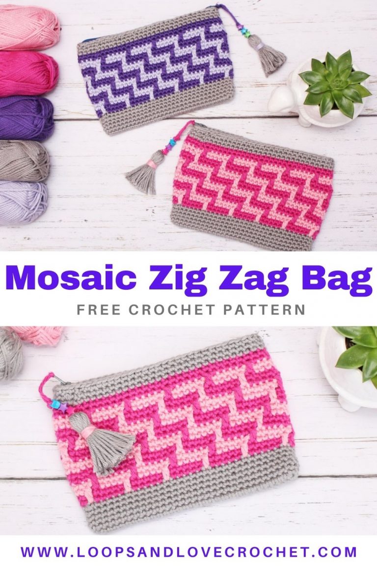 Mosaic Zig Zag Bag - Free Crochet Pattern Loops & Love Crochet