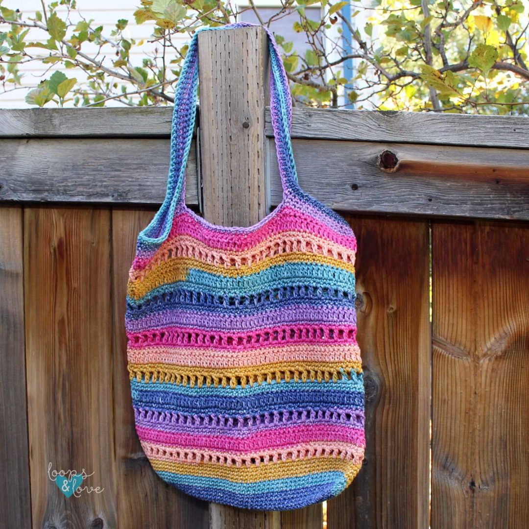 Rainbow Tote Bag - Free Crochet Pattern Loops & Love Crochet