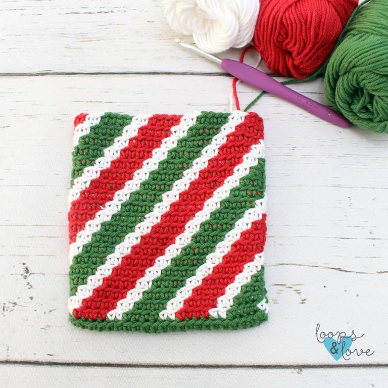Free Crochet Christmas Candy Stripe Bag Loops & Love Crochet